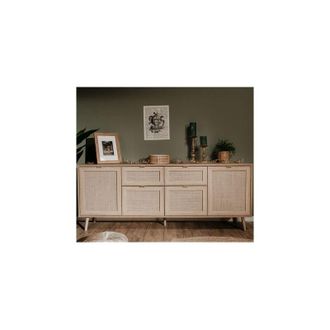 Les Tendances Les Tendances - Buffet 4 portes 2 tiroirs 180x40x71 cm avec décor cannage - kessi