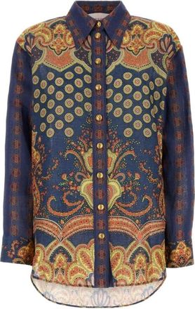 Valentino Garavani Femme, Blouses et Chemises, Multicolore, Taille: 38 FR Chemise En Lino Paisley Medaglioni Voyage Imaginaire