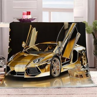 Generic Or Couverture Voiture de Course de Voitures de Sport Plaid Polaire 130x160 cm Adultes denfants Couverture en Flanelle Sherpa Super Douce et Chaude pou