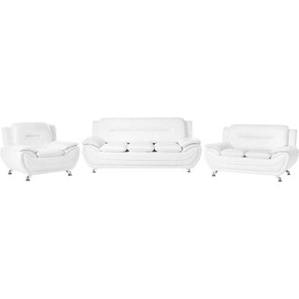 Beliani Sofa Set 6-Sitzer LEIRA Kunstleder Wei&szlig;