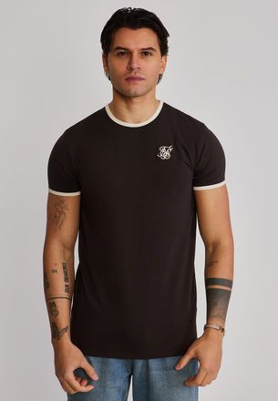 Siksilk Herren Braun,Stein Ringer T-Shirt XXL