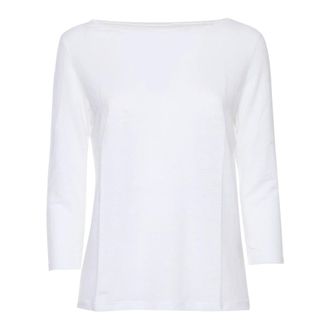 Majestic Filatures Femme, Tops, Blanc, Taille: 38 FR T-Shirt scollo a barchetta regular