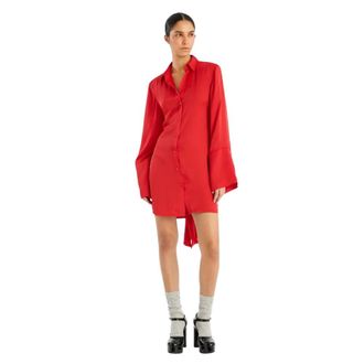 Rotate Satin-Hemdblusenkleid - - Dresses - Damen - Rot - M