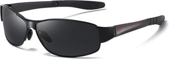 Generic Lunettes De Soleil Polaris&eacute;es &Agrave; Monture M&eacute;tallique Carr&eacute;e For Hommes, Lunettes De Soleil De Sport &Agrave; La For La Conduite(Black)