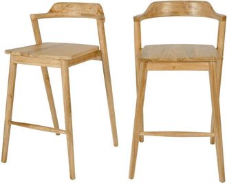 DRAWER Lot de 2 chaises de bar en teck H65cm - Bois - JOKO