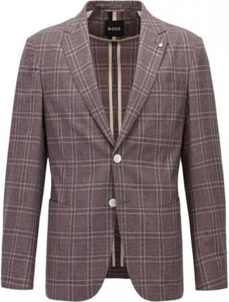 HUGO BOSS Homme, Vestes, Violet, Taille: XL Slim Fit Check Jacket