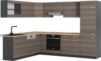 Vicco Eckk&uuml;che R-Line, Edelgrau/Anthrazit, 227 x 287 cm ohne Arbeitsplatte