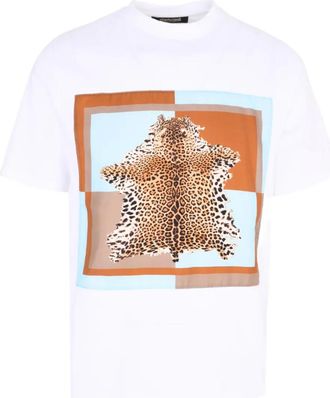 Roberto Cavalli T-Shirt mit Leoparden-Print - Wei&szlig;