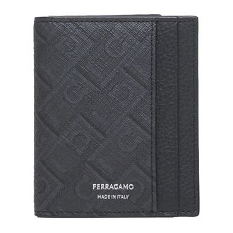 Ferragamo Bi-Fold-Geldb&ouml;rse mit silbernem Logo - - Accessories - Herren - Schwarzk - ONE SIZE