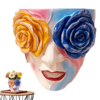 Generic Face Planteur - lustiger Blumentopf für das Gesicht für den Innen- und Außenbereich | Exzenter-Pflanzer mit Kunstharzkopf mit lebendigen Farben, einzi