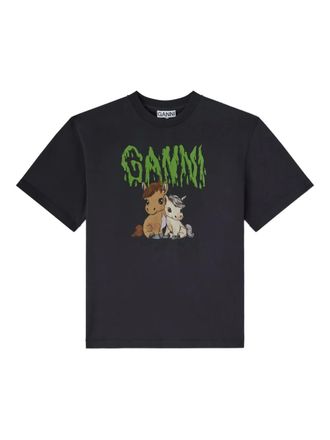 Ganni t-shirt &agrave; imprim&eacute; graphique - Noir