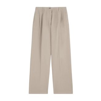 Aspesi Weite Baumwollgabardinehose mit Doppelfalte - - Trousers - Damen - Beige - XS