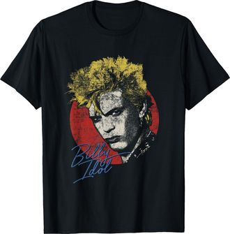 Billy Idol Vintage Portrait T-Shirt, Herren, Erwachsene, Halbarm, T-Shirt, Schwarz, S