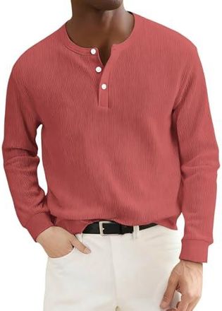 Generic Polo confortable et fluide pour homme, coupe classique, d&eacute;contract&eacute;, vintage, boutonn&eacute;, l&eacute;ger et respirant, t-shirts dext&eacute;rieur, Rouge, 4XL