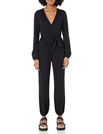 Amazon Essentials Combinaison à Surplis en Maille (Grandes Tailles Disponibles) Femme, Noir, XXL