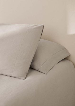 Mango Taie doreiller lin lav&eacute; ajour&eacute; 50x75 cm marron moyen - Home - 50x75cm - MANGO HOME