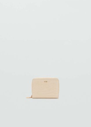 Mango Portefeuille petit effet croco &eacute;cru - Femme - Taille unique - MANGO