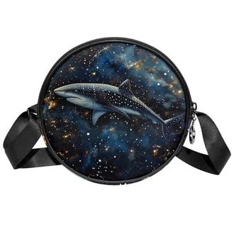 Generic Sac &agrave; bandouli&egrave;re rond pour femme, motif ciel &eacute;toil&eacute;, petit sac &agrave; bandouli&egrave;re avec fermeture &eacute;clair, bretelles r&eacute;glables, sac &agrave; main rond d&eacute;contract&eacute; 