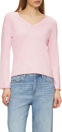 s.Oliver Feinstrickpullover mit V-Ausschnitt und Rollkante am Saum
