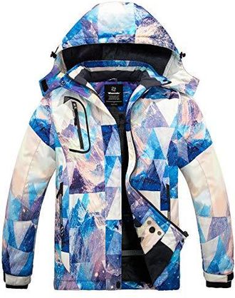 Wantdo Femme Manteau dhiver Chaud Veste de Snowboard avec Doublure Veste Imperm&eacute;able pour Voyage Travail Veste Isol&eacute;e avec Capuche Amovible Montagne M
