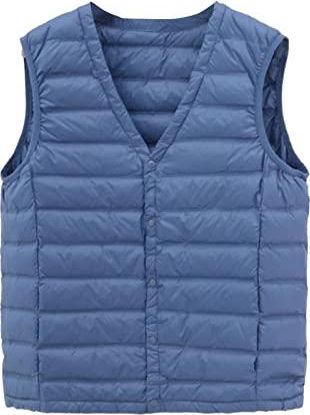 Generic Gilets matelass&eacute;s pour femmes - Veste en duvet sans manches pour femme de couleur unie - Gilet l&eacute;ger &agrave; col en V pour femme - Cardigan &eacute;pais avec bouto
