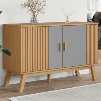 vidaXL Buffet olden gris et marron 114x43x73,5 cm bois massif de pin Vidaxl