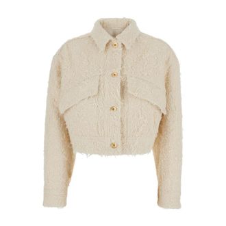 Brunello Cucinelli Baumwolljacke mit Fransen - - Jackets - Damen - Wei&szlig; - L