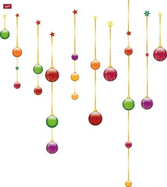 1art1 Weihnachten Weihnachtsbaum-Kugeln Klassisch Wand-Tattoo | Deko Wandaufkleber für Wohnzimmer Kinderzimmer Küche Bad Flur | Wandsticker für Tür Wand Möb