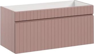 Vente-Unique Meuble sous Vasque Suspendu stri&eacute; Rose - 100 cm - SATARA