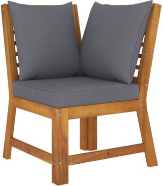 vidaXL Vidaxl - Modular-Sofa-Eckteil mit Dunkelgrauen Kissen Massivholz Akazie