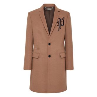 Philipp Plein Homme, Manteaux, Brun, Taille: L Coat Long Gothic P