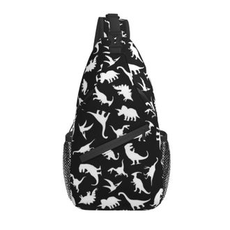 AOOEDM Niedlicher lustiger Dino Sling Bag Crossbody Rucksack für Damen Herren Reisen Wandern Daypack Dinosaurier Crossbody Umhängetasche