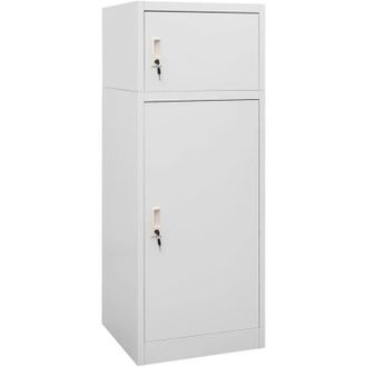 vidaXL Vidaxl - Armoire &agrave; selles gris clair 53x53x140 cm - Acier - 2 portes verrouillables - Rangement s&eacute;curis&eacute; pour &eacute;quipement d&eacute;quitation