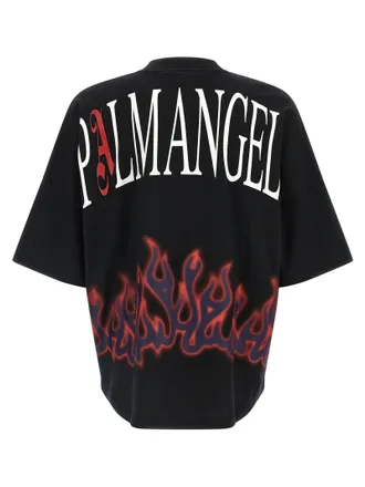 Palm Angels Flame-Print Cotton T-Shirt - Black