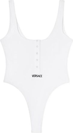 Versace Femme, Tops, Blanc, Taille: 44 FR Top en coton c&ocirc;tel&eacute;