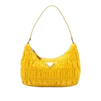 Prada Sac bandouli&egrave;re vintage Prada en nylon pliss&eacute; - Femme - Pre-owned - Jaune - Taille: ONE Size