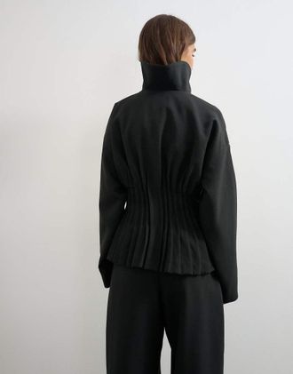 Topshop Kombiteil-Trainingsjacke mit Stehkragen und Taillierung in Schwarz