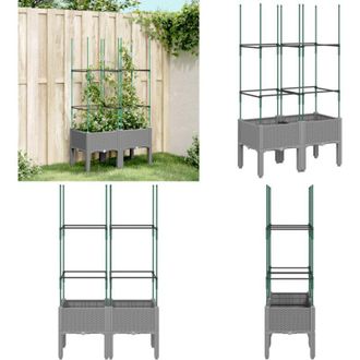 vidaXL Vidaxl - Jardini&egrave;re avec treillis gris clair 80x40x142,5 cm pp - Jardinierre En Rotin - Pot Plante Grimpante - Jardini&egrave;re Ext&eacute;rieure - Pot De Fleurs
