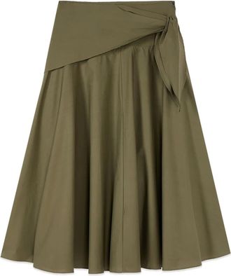 Oltre Femme, Jupes, Vert, Taille: 48 FR Jupe &eacute;vas&eacute;e en popeline avec