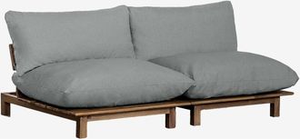 Sklum 2-teiliges modulares Liegesofa Brina aus Akazienholz Grau Anthrazit - Sklum