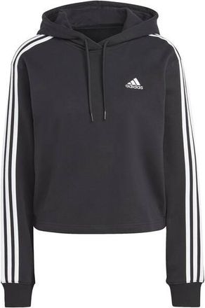 adidas Damen Kapuzensweat Essentials 3-Streifen French Terry Crop