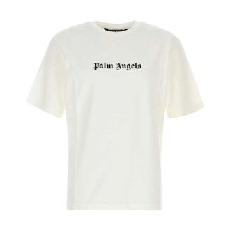 Palm Angels Homme, Tops, Blanc, Taille: XL T-shirt Ras du Cou avec Logo Imprim&eacute;