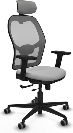 Piqueras y Crespo Ergonomischer B&uuml;rostuhl, Grau, 2D-Armlehnen, h&ouml;henverstellbare Lendenwirbelst&uuml;tze und Kopfteil, h&ouml;henverstellbar und neigbar, Grau/Hellgrau