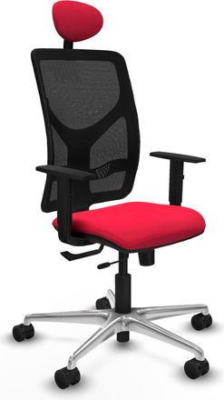 Piqueras y Crespo Roter Schreibtischstuhl mit 1D-Armen, h&ouml;henverstellbarer Lendenwirbelst&uuml;tze und festem Kopfteil, ausgestattet mit Syncro/Traslack und Schneideschaum. 