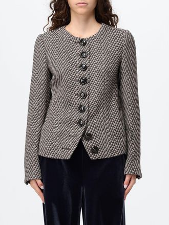 Emporio Armani Kurzer Blazer mit Regimentsstreifen aus Schurwolle mit Rundhalsausschnitt