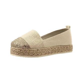 Generic Espadrilles pour femme - Confortables et respirantes - En lin - Chaussures d&eacute;t&eacute; - Paillettes - Chaussures de voile - Doux et l&eacute;g&egrave;res - Chaussures d&eacute;co