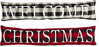 Mud Pie Wendekissen, rot kariert, schwarz kariert