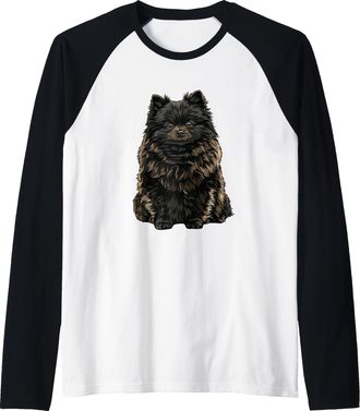 Whyitsme Design Schwarzer Zwergspitzhund Illustration Raglan