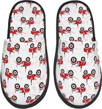 Generic Pantoufle Maison Tracteurs &Agrave; Roues Rouges Chaussons Maison Antid&eacute;rapantes Hiver Chaussures Chaudes Doux Chaudes Pantoufles Pour Maison Salon H&ocirc;tels M