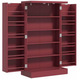 HOMCOM Armoire de cuisine 2 portes total 14 &eacute;tag&egrave;res - dim. 60L x 30l x 104H cm - mdf bordeaux